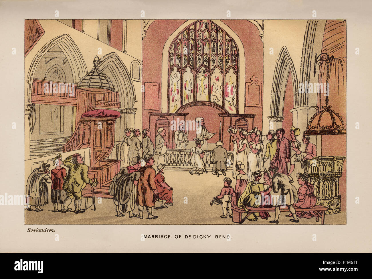 Satirical vintage colour illustration by Thomas Rowlandson (1756-1827 ...