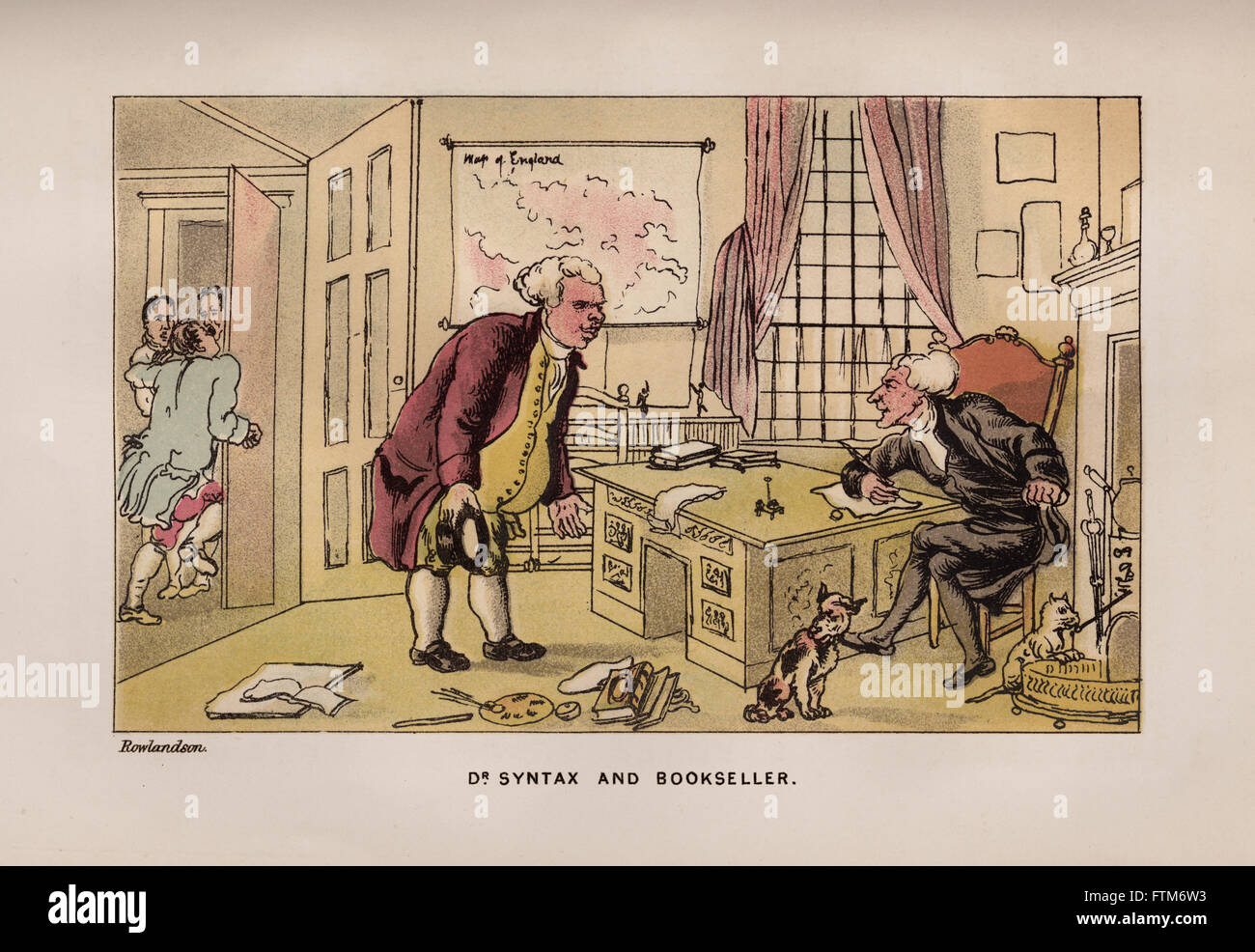 Satirical vintage colour illustration by Thomas Rowlandson (1756-1827 ...