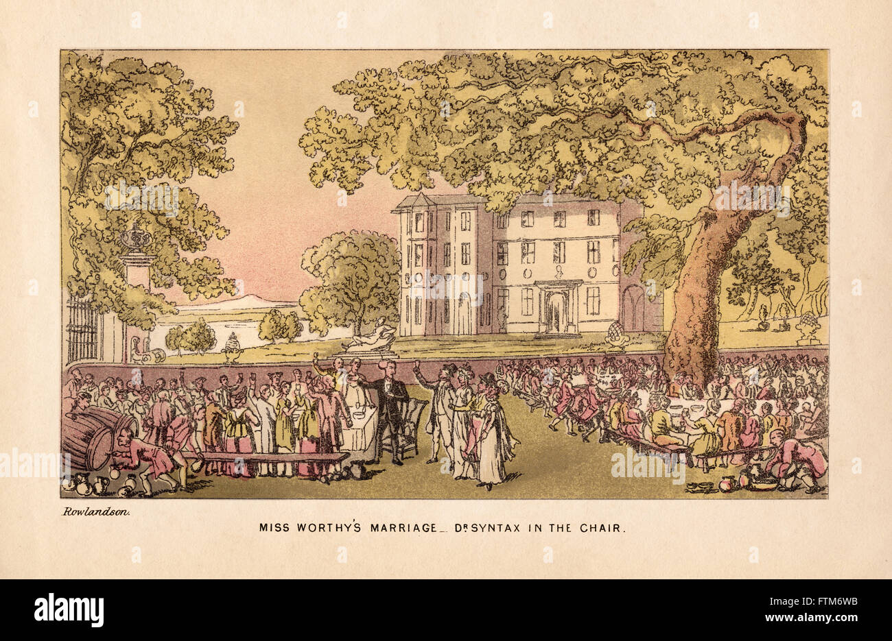 Satirical vintage colour illustration by Thomas Rowlandson (1756-1827 ...