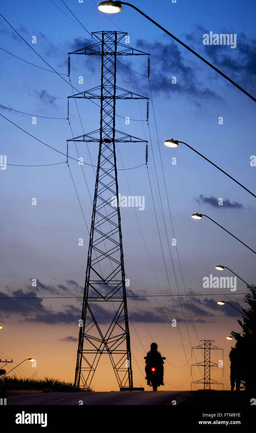 Power transmission line on the outskirts of the city of Cuiaba Stock ...