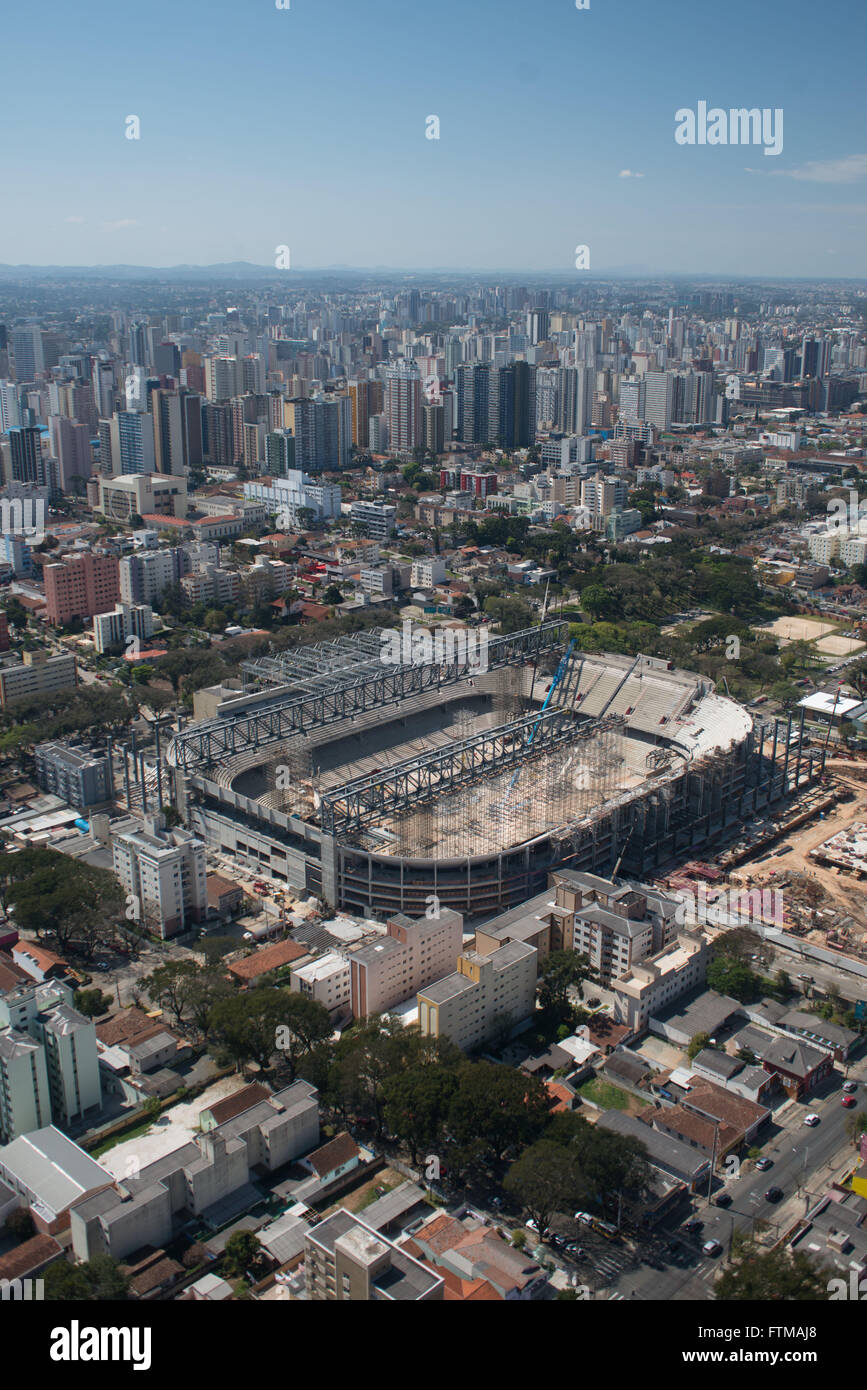 Aerial view of the renovation and expansion of Estadio Joaquim Americo Guimaraes - Arena da ...