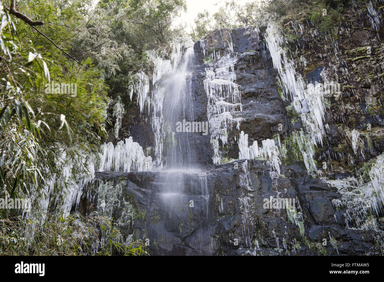 Waterfall freezing in Santa Catarina mountains Stock Photo - Alamy
