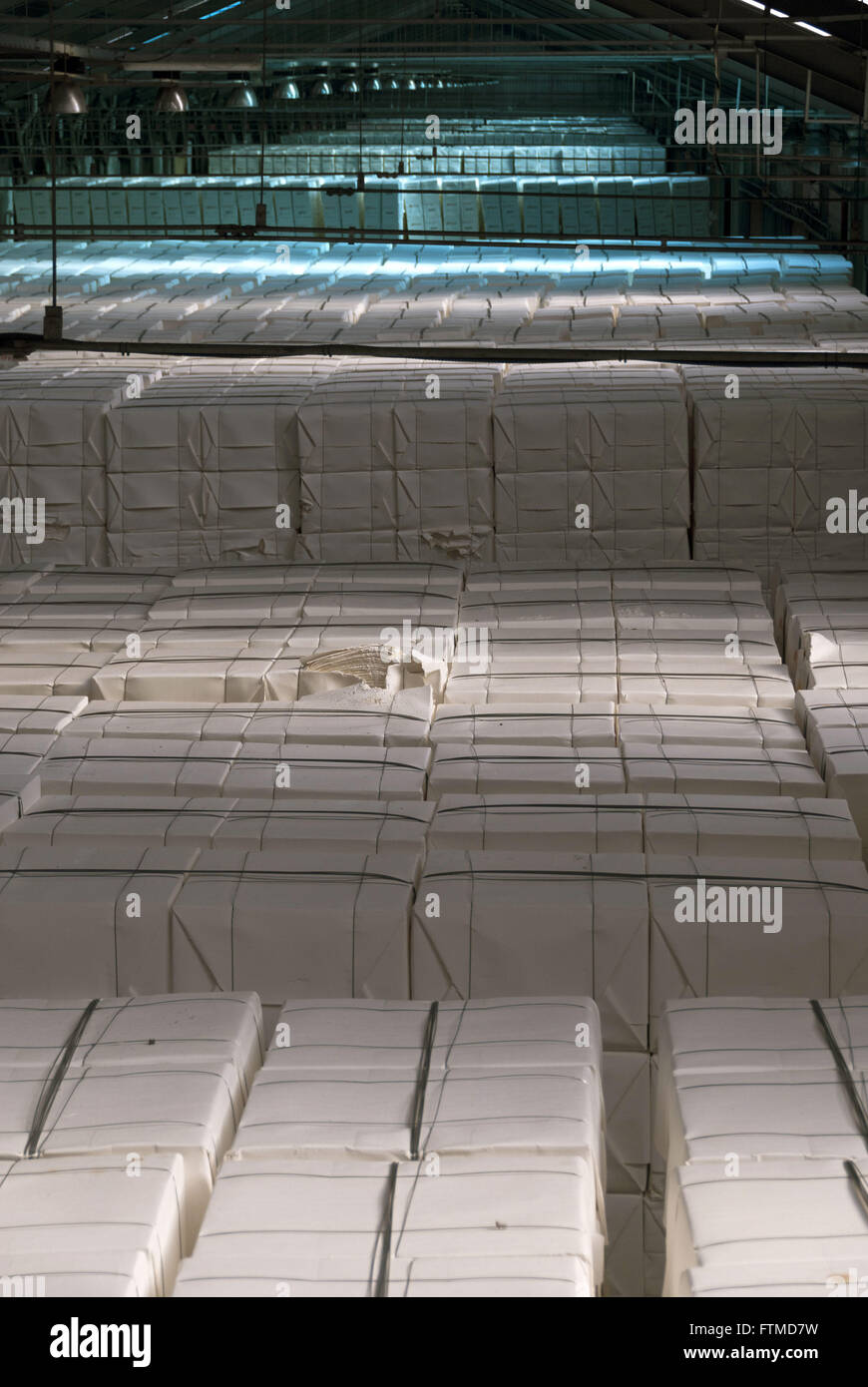 Pulp bales stored in warehouses of the Port of Santos Stock Photo - Alamy