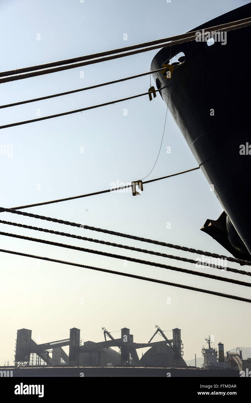 Detail of ship docked in front of TGG - Bulk Terminal in the Port of ...
