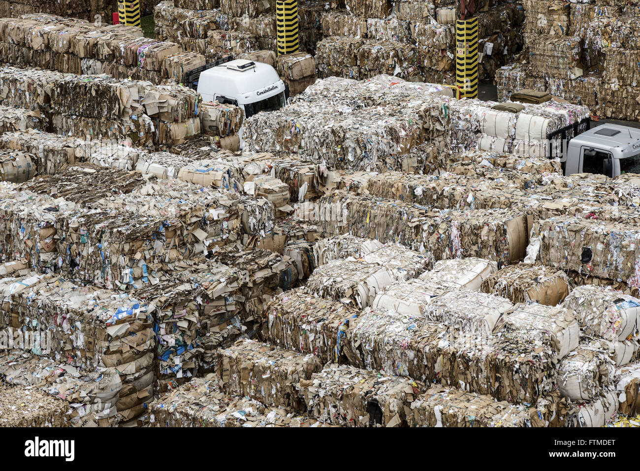 Deposit with bales of recyclable material that will be processed into ...