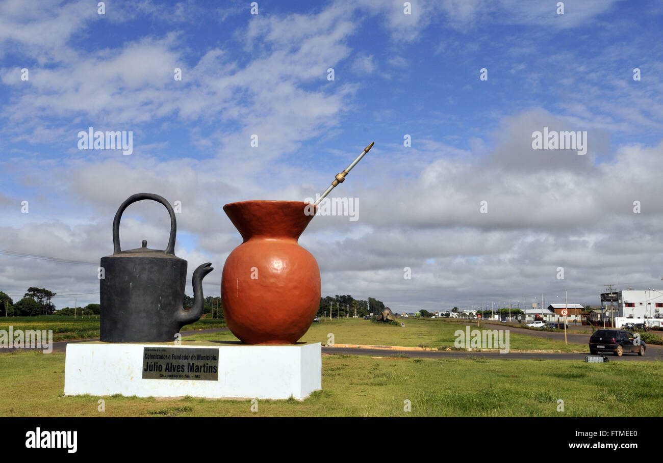 Monument with kettle gourd and pump symbolizing the tradition of the ...