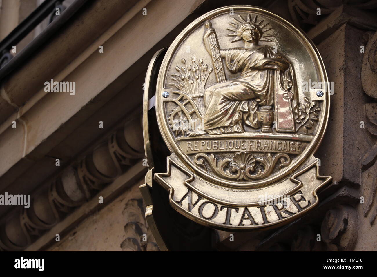 Official french notary's office symbol in Paris Stock Photo - Alamy