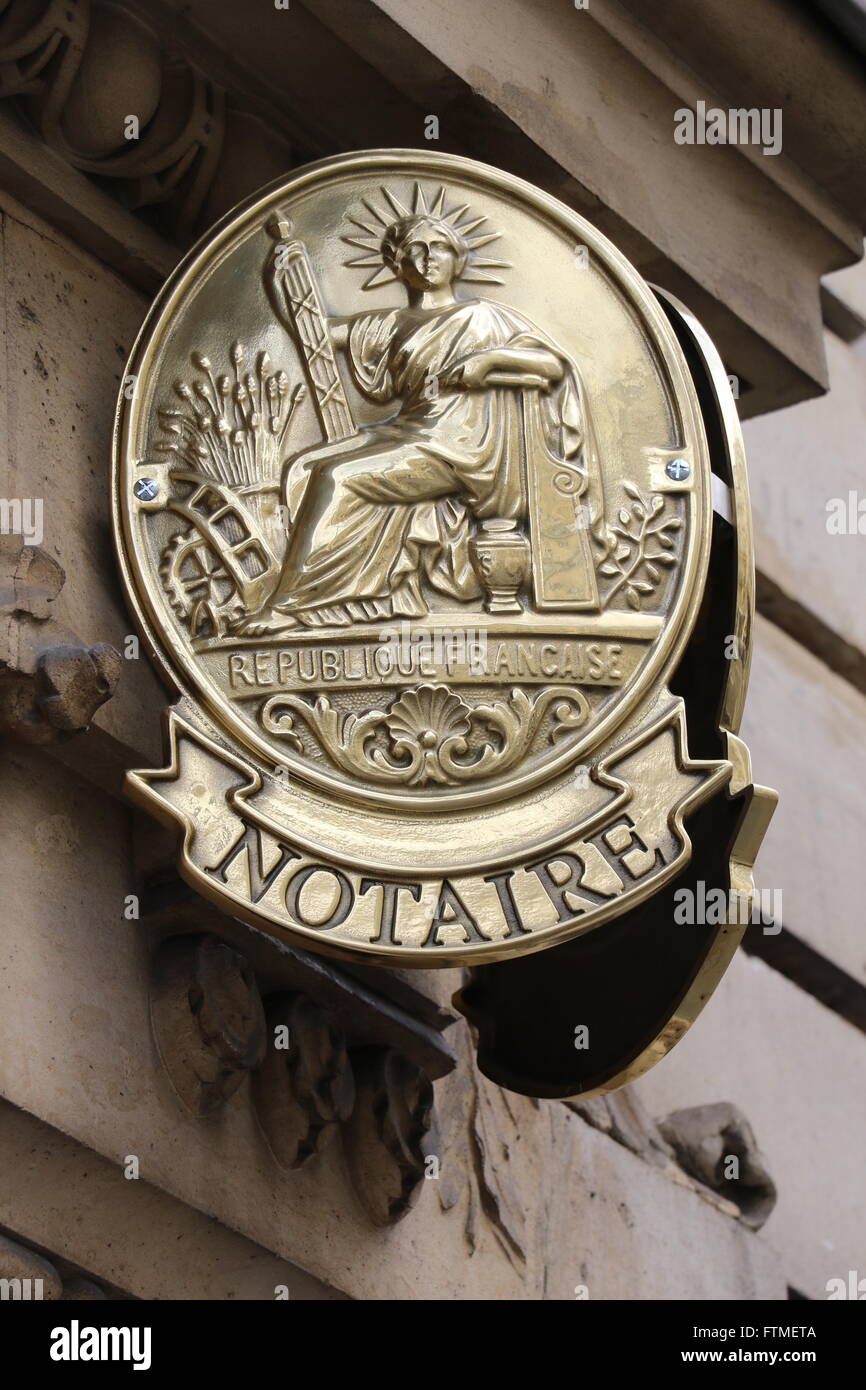Official french notary's office symbol in Paris Stock Photo - Alamy