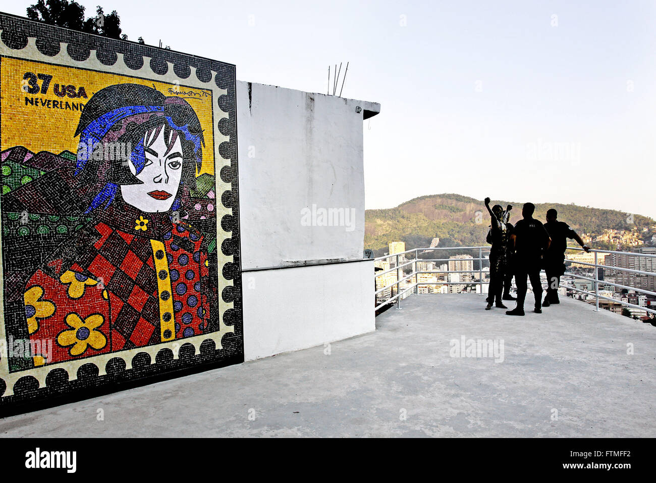 Panel in honor of pop singer Michael Jackson in the slab Favela Santa ...