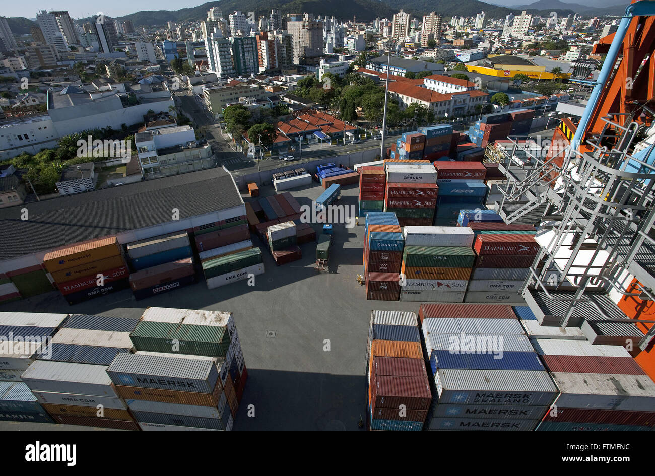 Top view of patio containers from the Port of Itajai Stock Photo - Alamy
