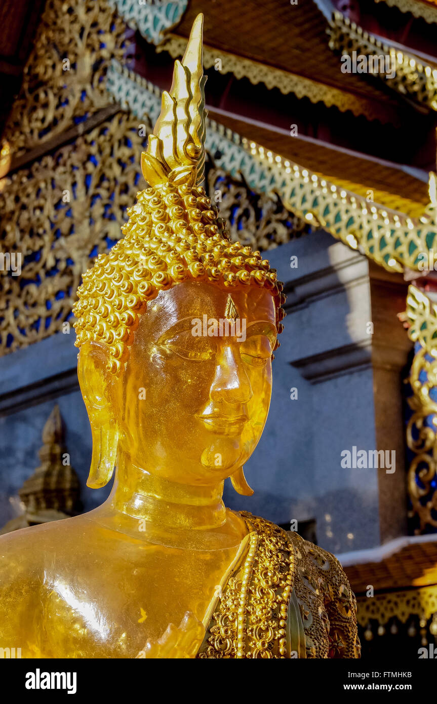 Golden amber Buddha at Wat Doi Suthep Chiang Mai Thailand Stock Photo ...