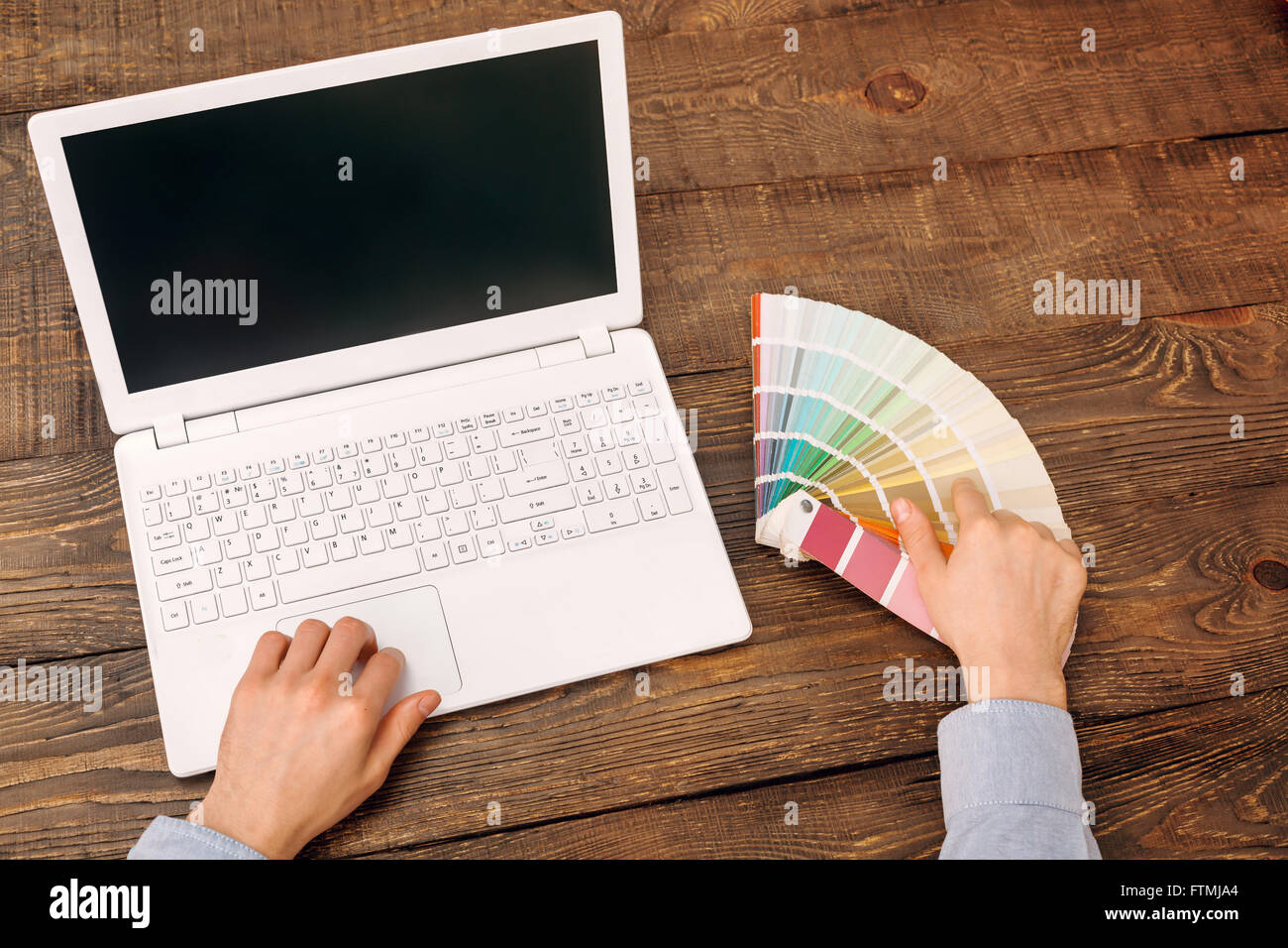 Top view of objects and hands on table Stock Photo - Alamy
