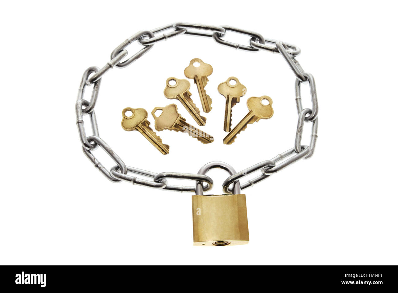 Padlock with Keys and Chain Stock Photo - Alamy