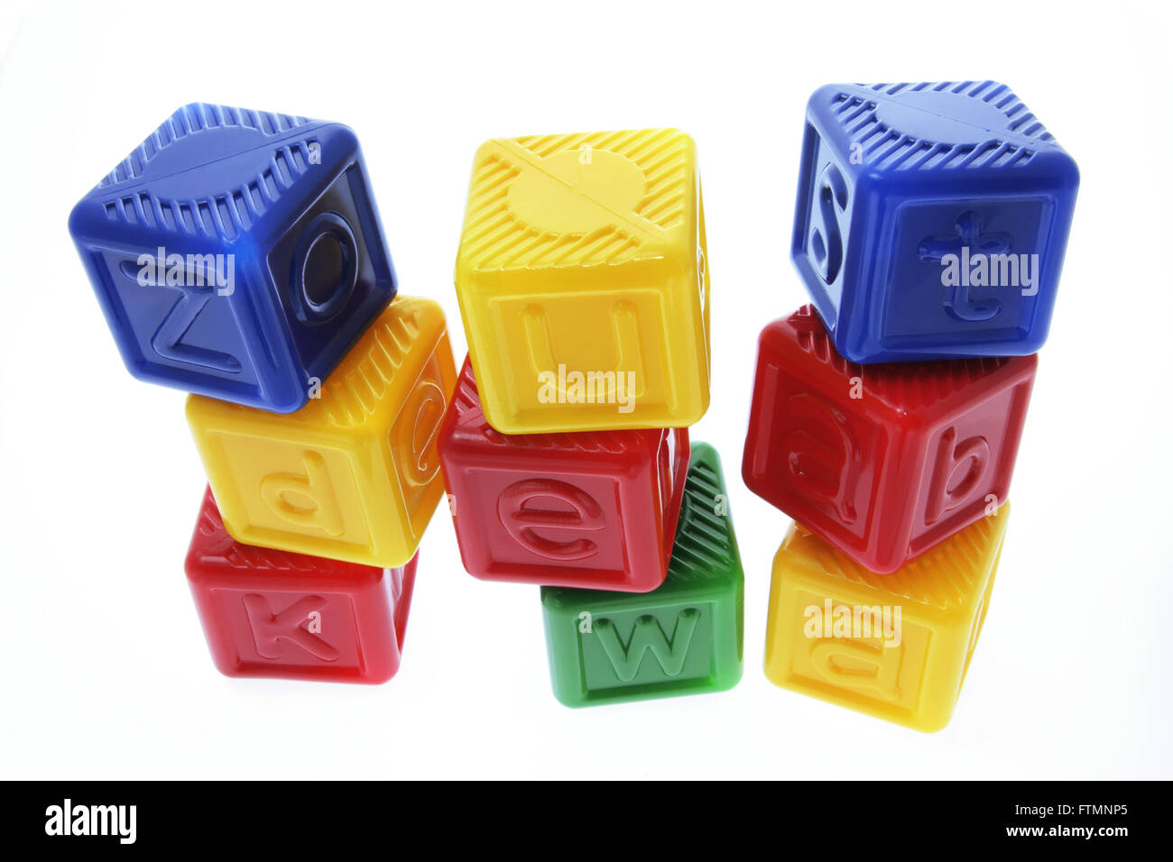 Stacks of Plastic Alphabet Cubes Stock Photo - Alamy