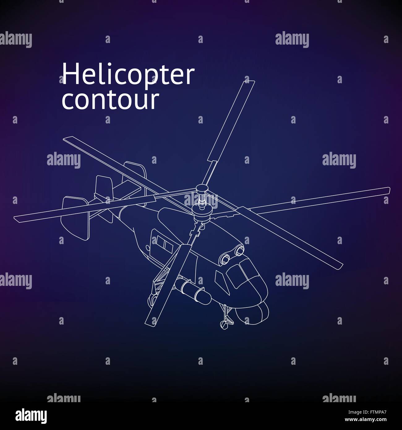 Isometric Helicopter vector outline illustration Stock Vector Image ...