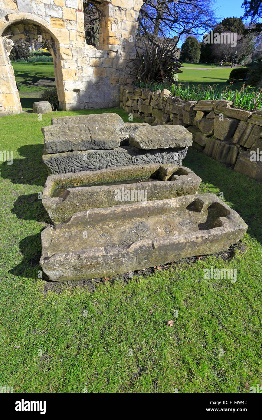 Roman stone coffins in the Museum Gardens, York, North Yorkshire ...