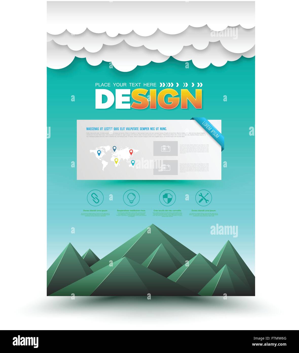 Vector Brochure Flyer design Layout mountain and cloud template ...
