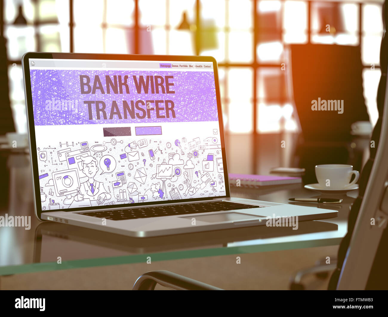 Bank Wire Transfer - Concept on Laptop Screen Stock Photo - Alamy