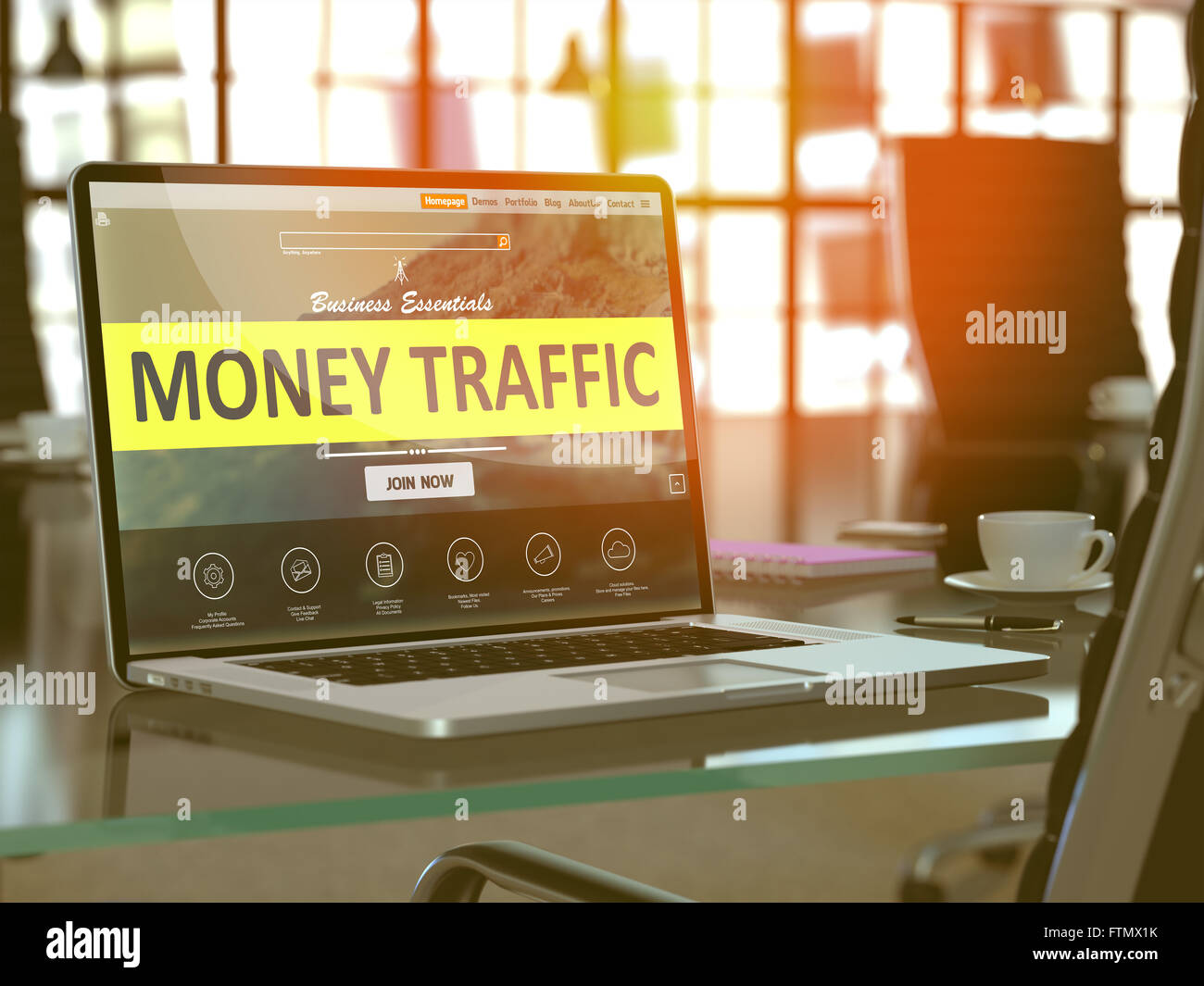 Laptop Screen with Money Traffic Concept Stock Photo - Alamy