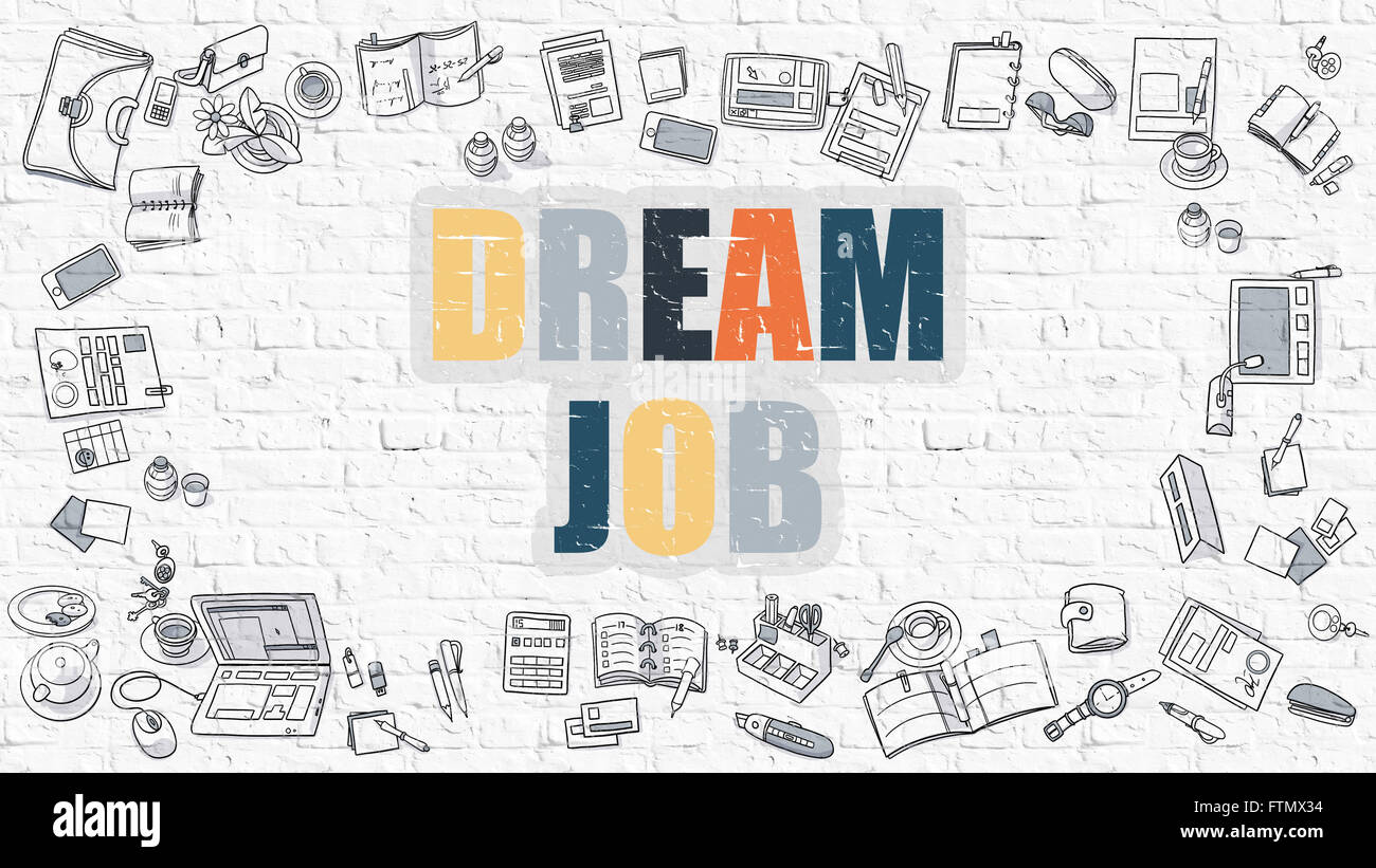Dream Job Concept with Doodle Design Icons Stock Photo - Alamy