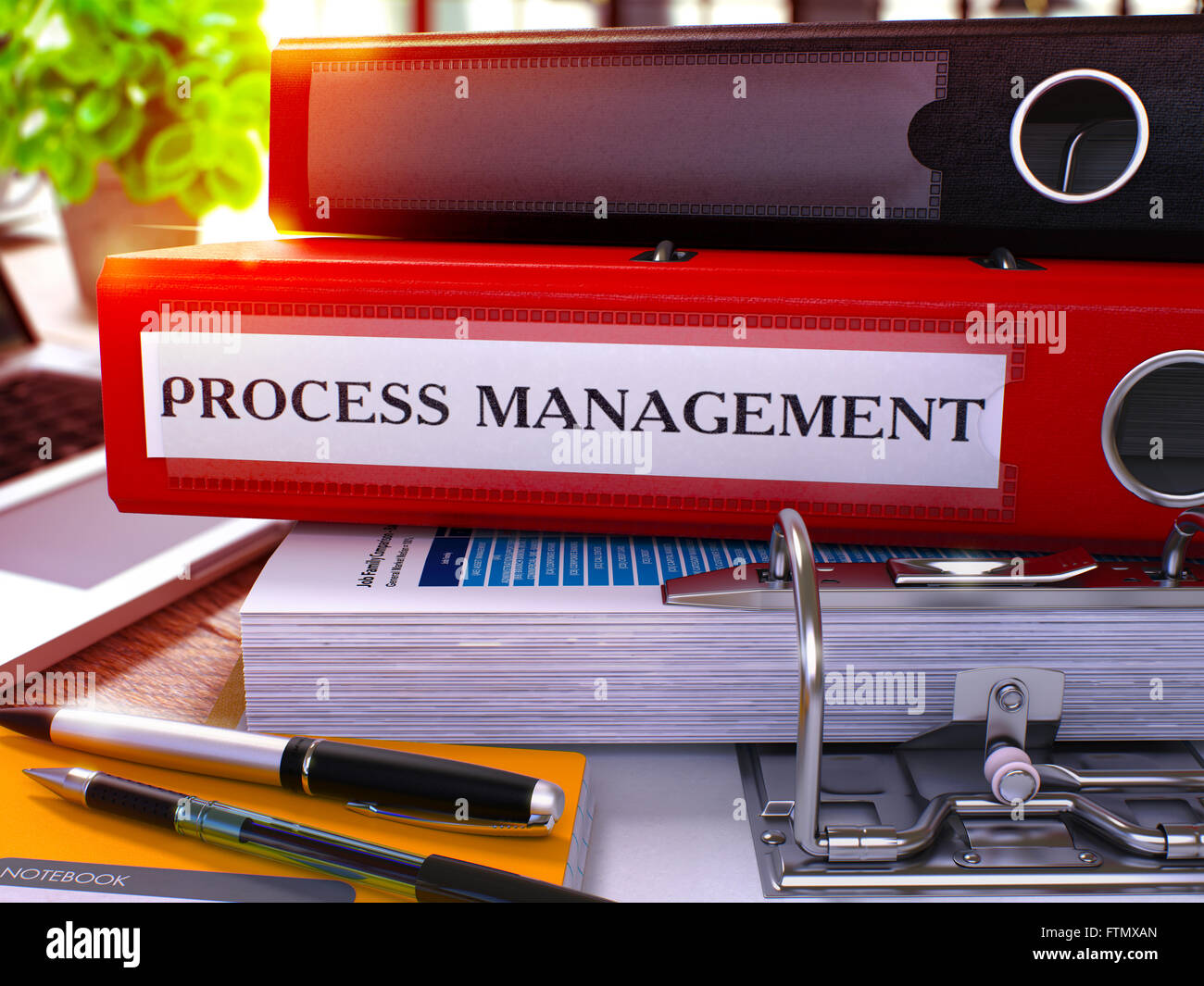 Process Management on Red Office Folder. Toned Image Stock Photo - Alamy