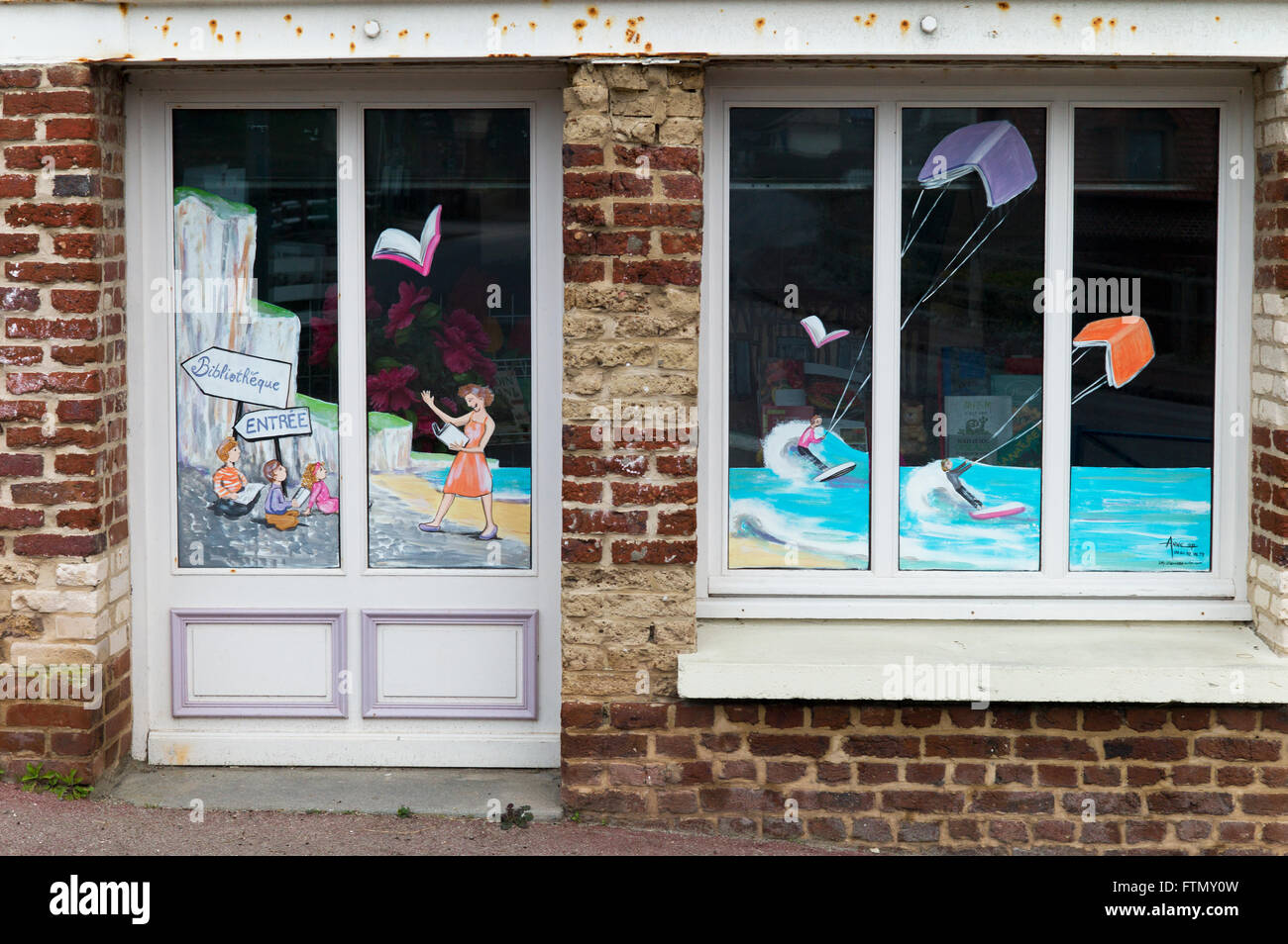 Hand painted shop window sign, Normandy, France Stock Photo - Alamy
