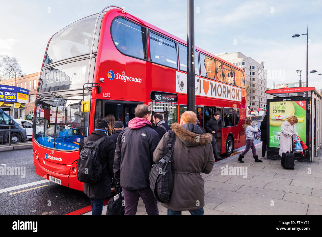 Bus Stop, Euston Road, London, England, U.K Stock Photo - Alamy