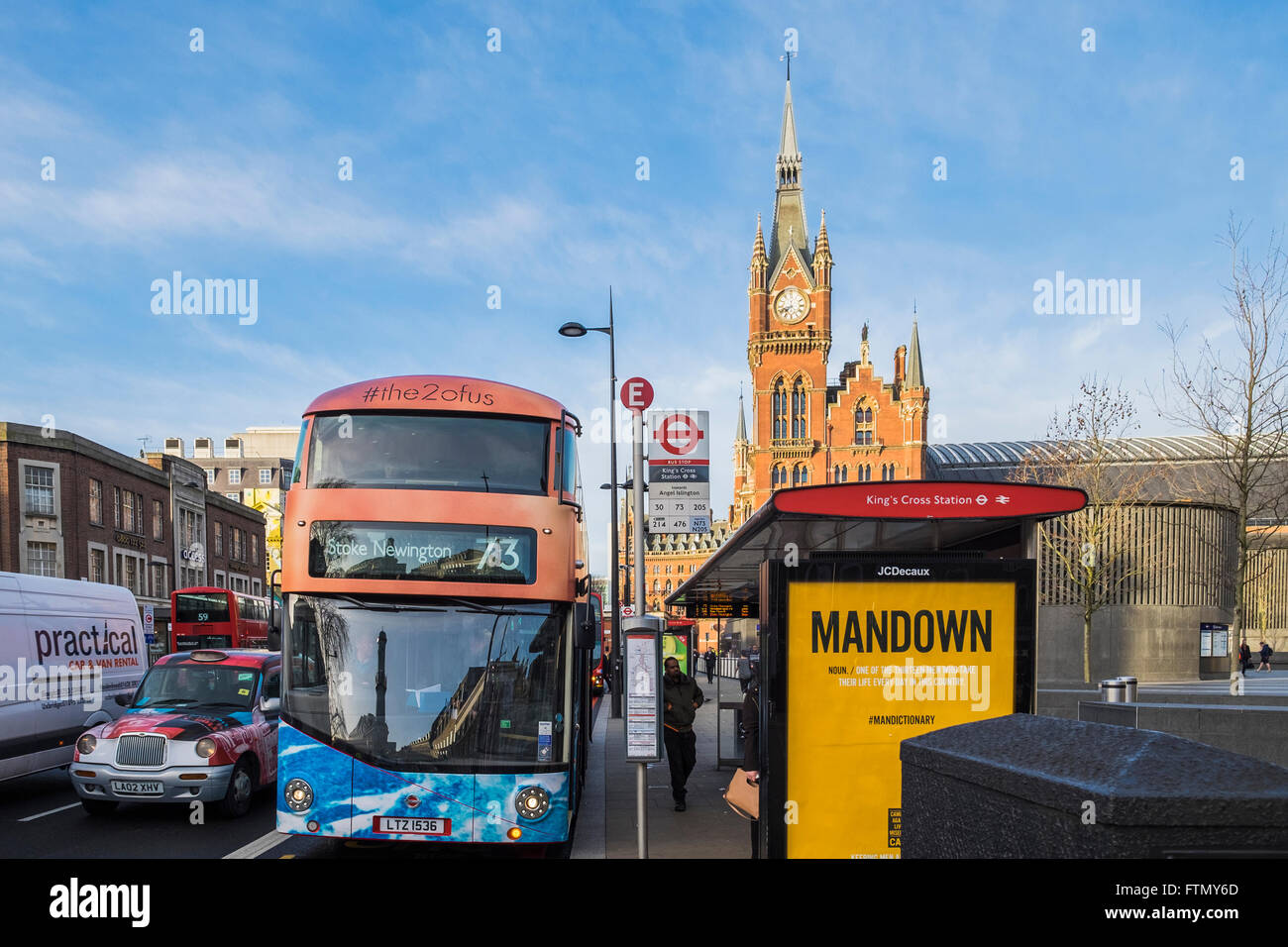 Bus Stop, Euston Road, London, England, U.K Stock Photo - Alamy