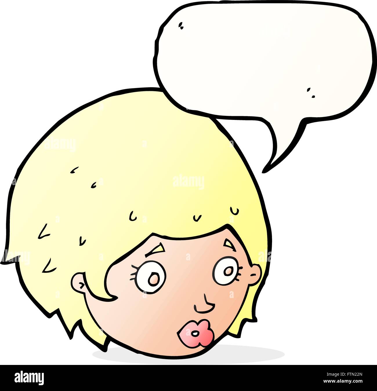 cartoon girl with concerned expression with speech bubble Stock Vector ...
