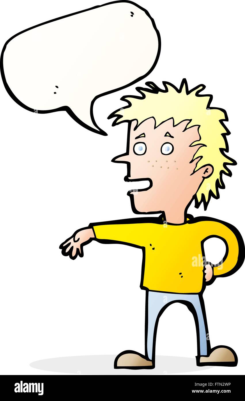 cartoon man making dismissive gesture with speech bubble Stock Vector ...