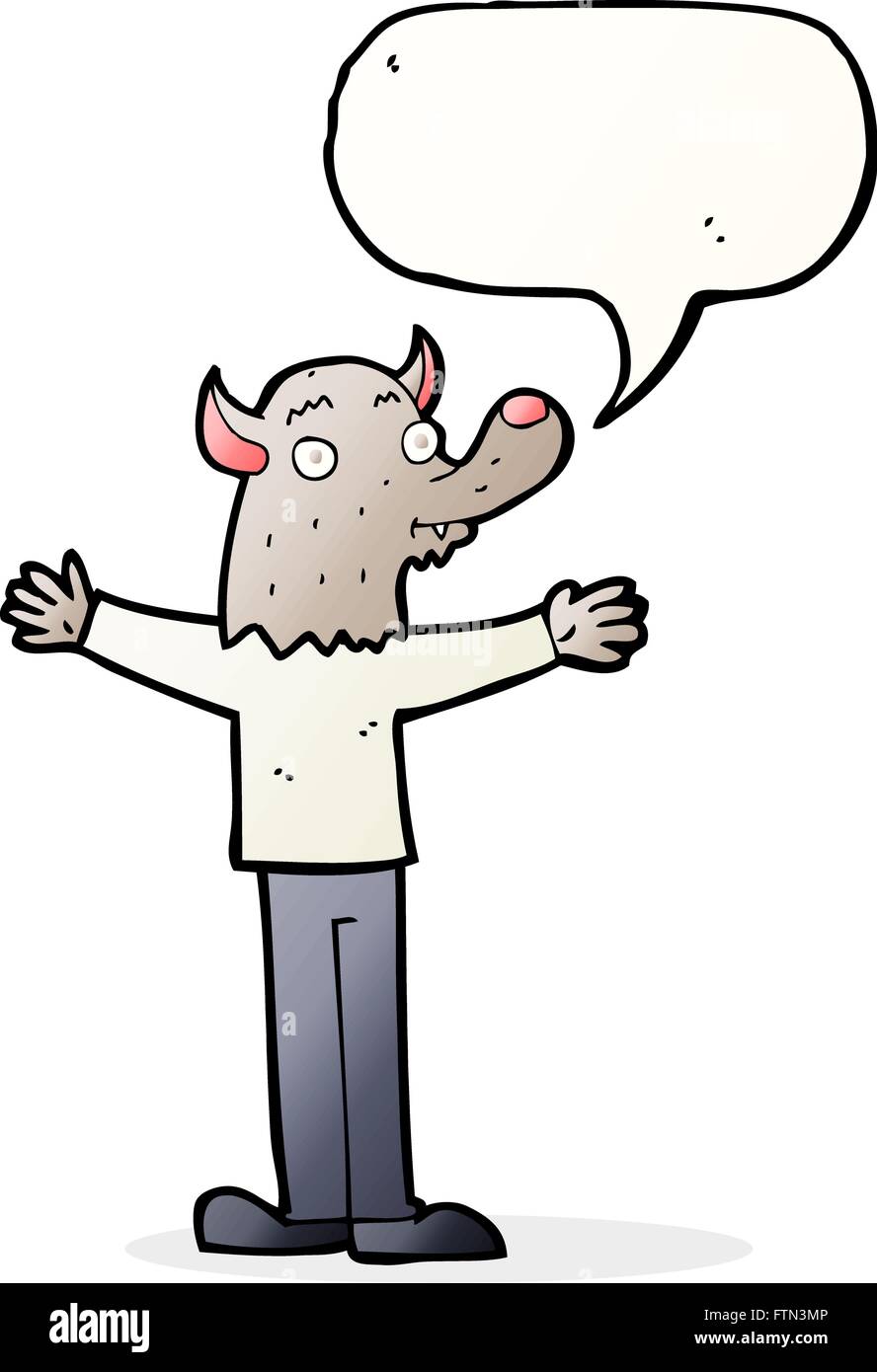 cartoon friendly werewolf with speech bubble Stock Vector Image & Art ...