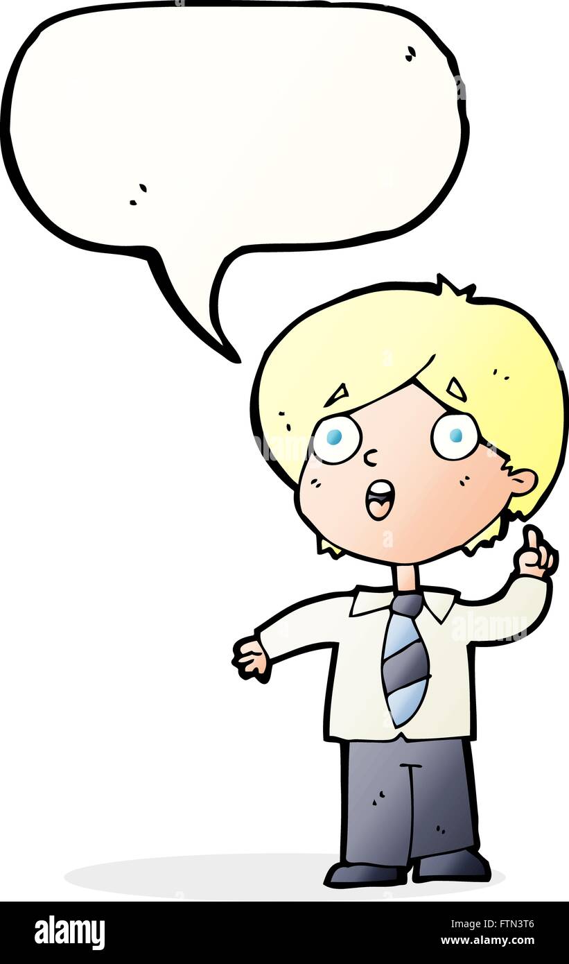 cartoon schoolboy answering question with speech bubble Stock Vector ...