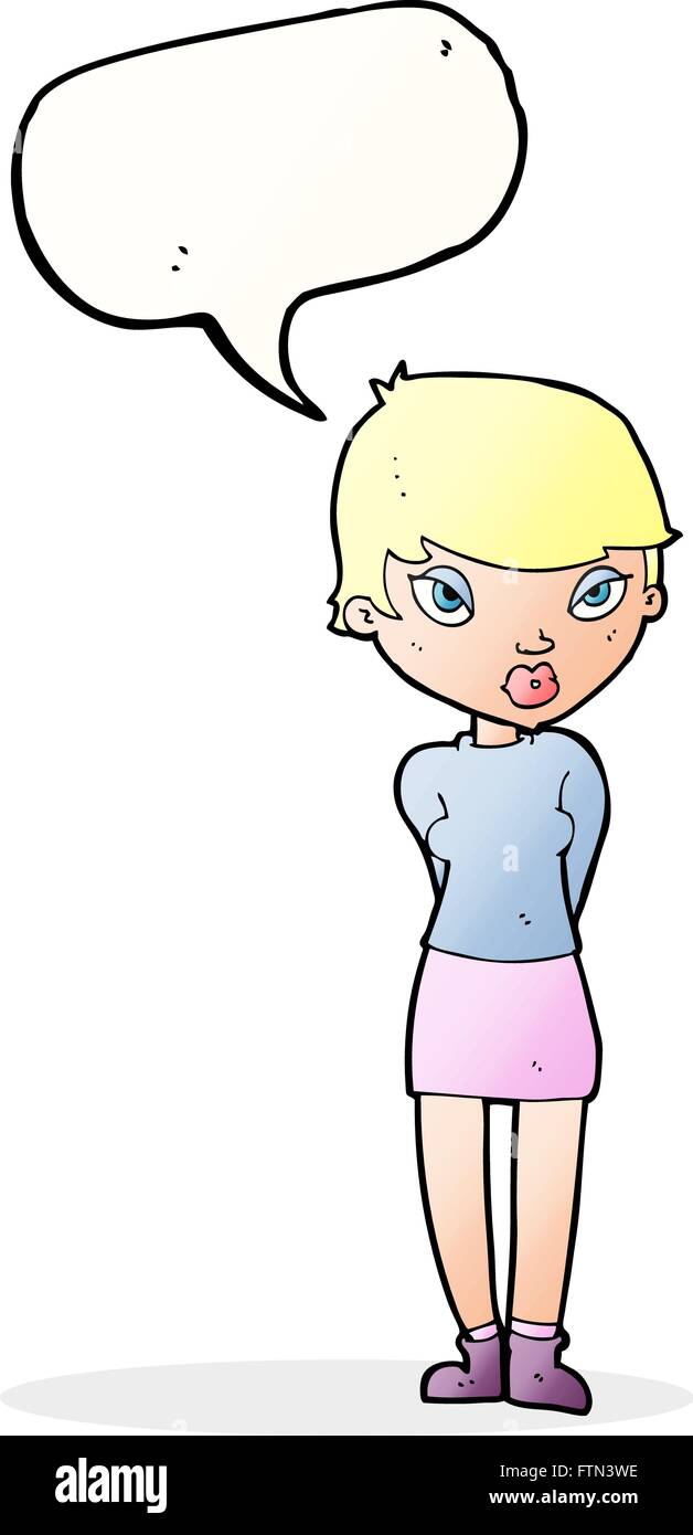 cartoon shy woman with speech bubble Stock Vector Image & Art - Alamy
