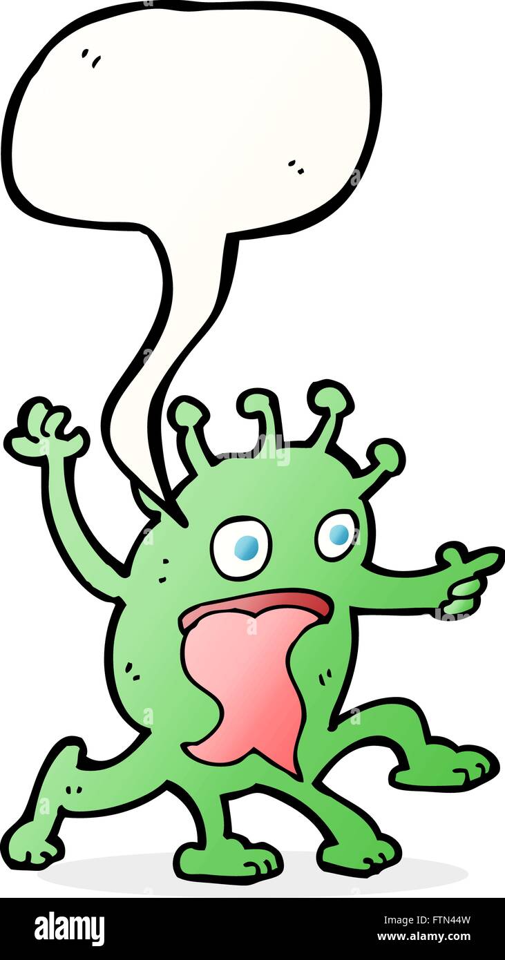 cartoon weird little alien with speech bubble Stock Vector Image & Art ...