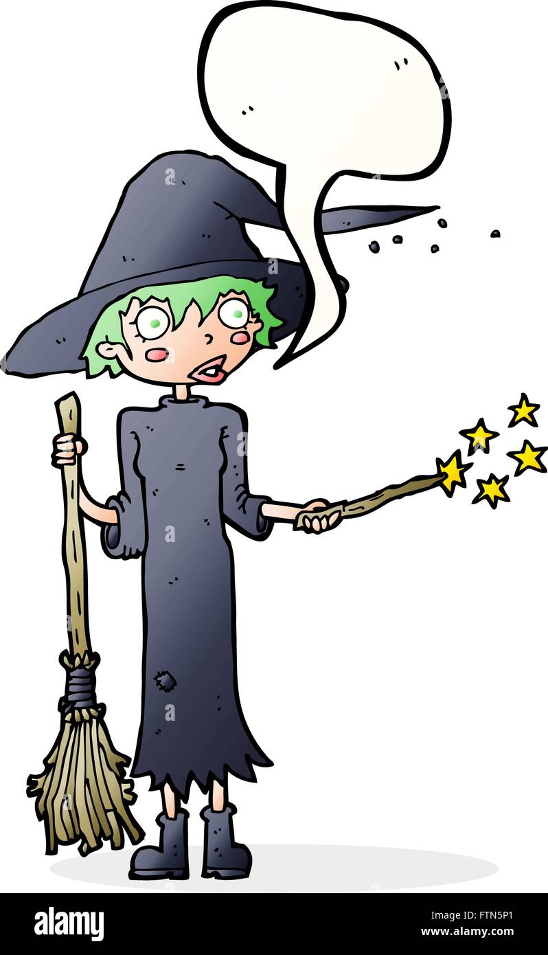 cartoon witch casting spell with speech bubble Stock Vector Image & Art ...