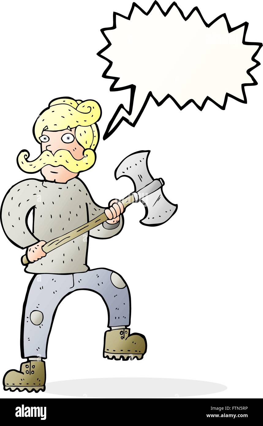cartoon man with axe with speech bubble Stock Vector Image & Art - Alamy