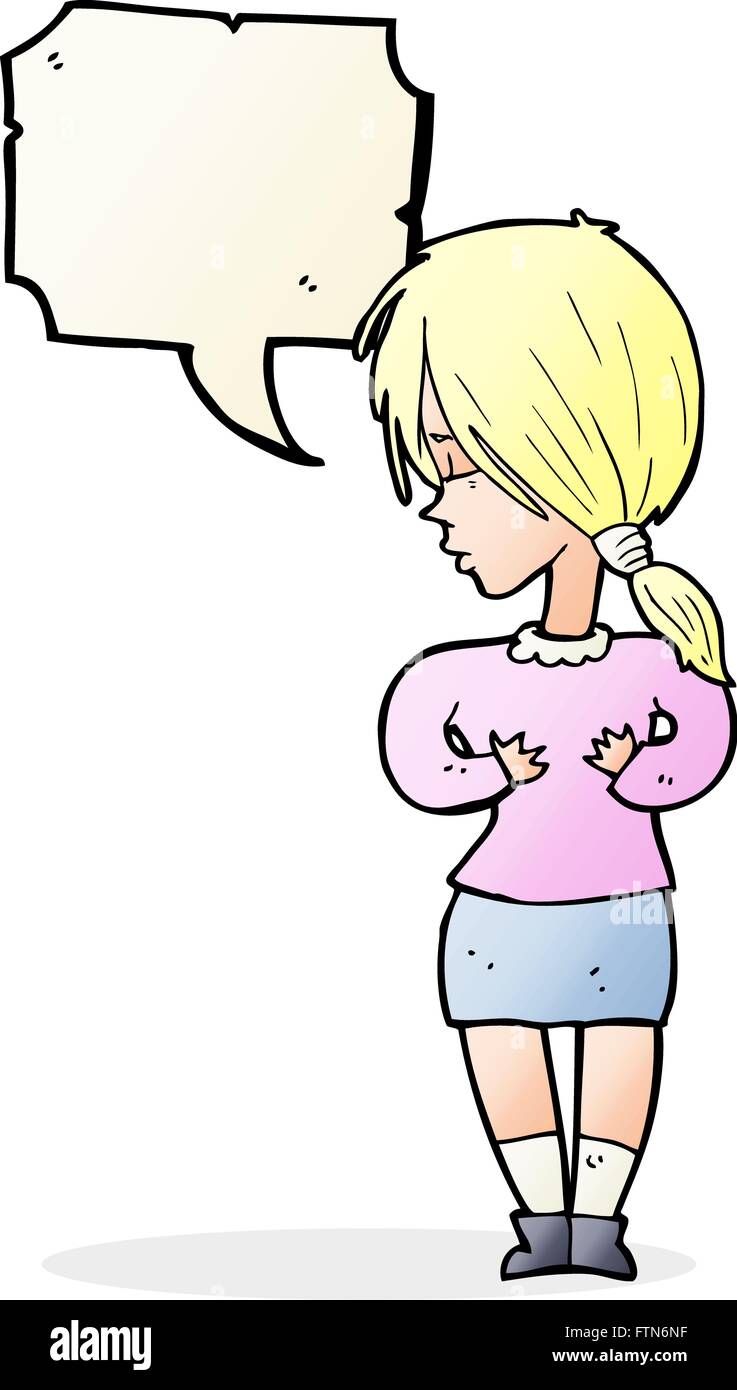 cartoon shy woman with speech bubble Stock Vector Image & Art - Alamy