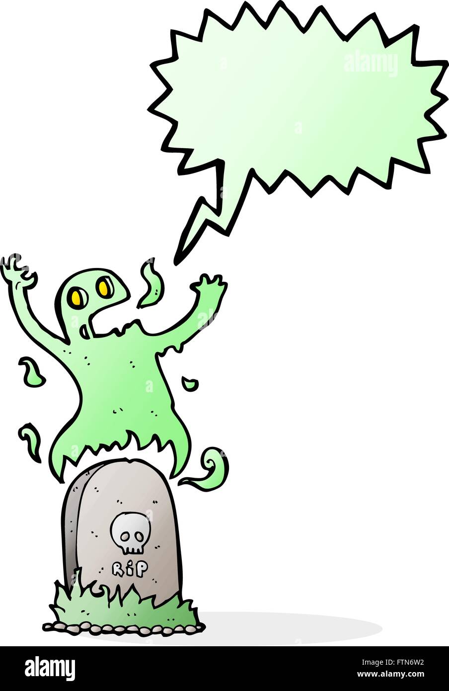 cartoon ghost rising from grave with speech bubble Stock Vector Image ...