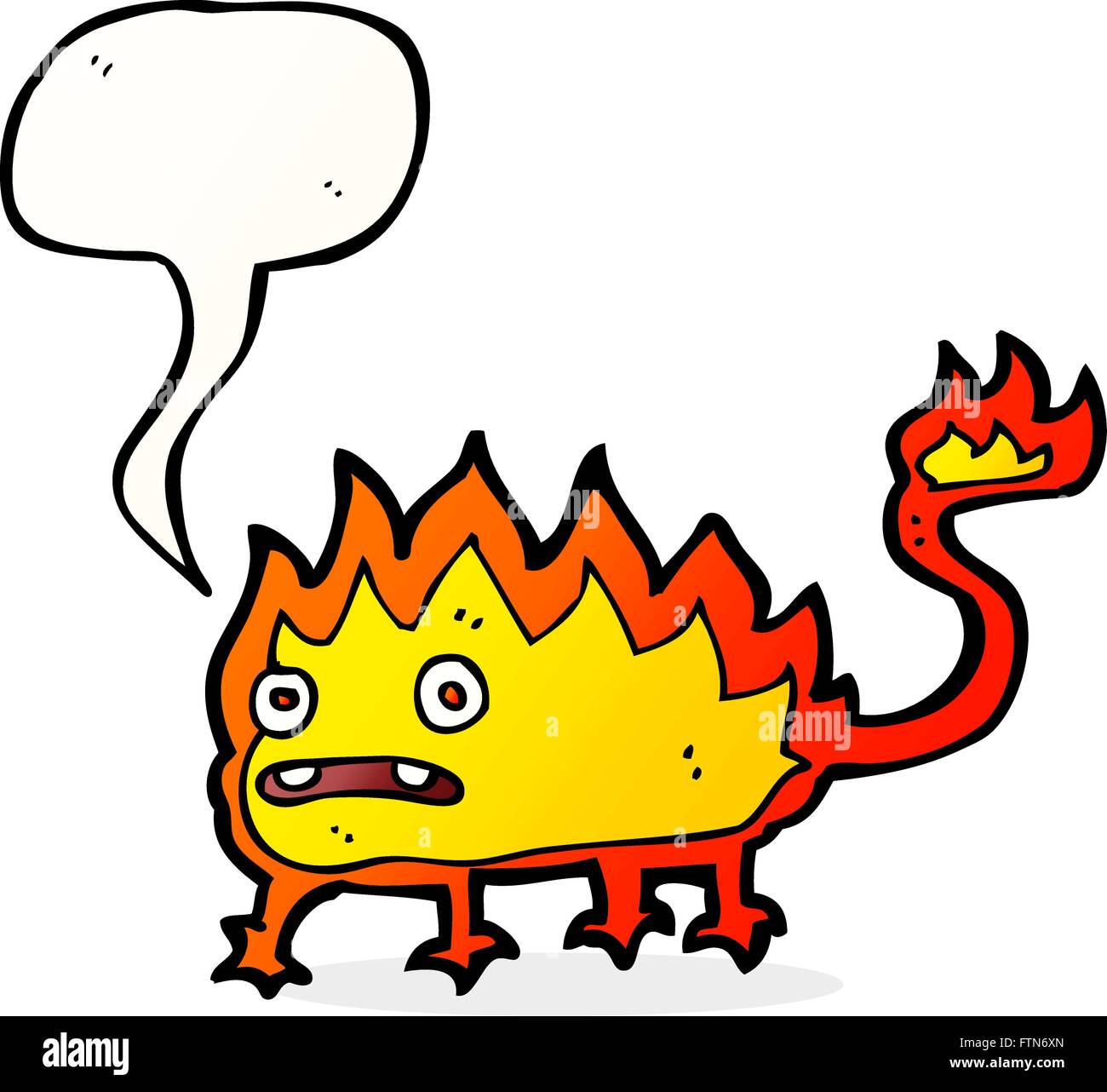 cartoon little fire demon with speech bubble Stock Vector Image & Art ...