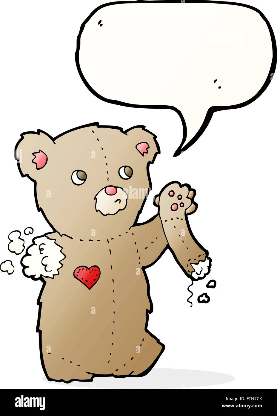 cartoon teddy bear with torn arm with speech bubble Stock Vector Image ...