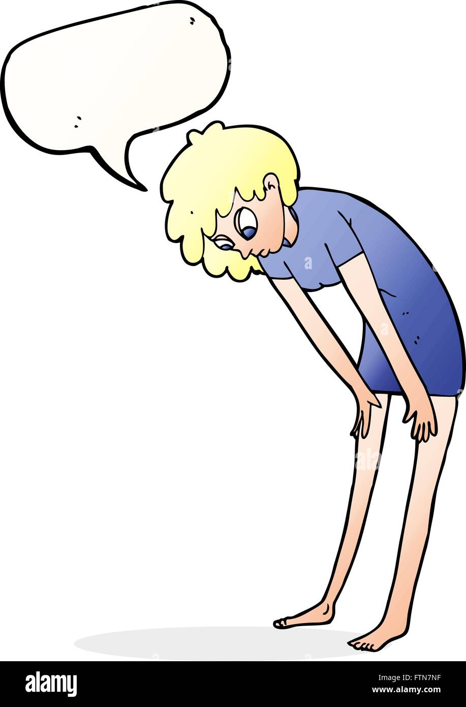 cartoon woman looking at her feet with speech bubble Stock Vector Image ...