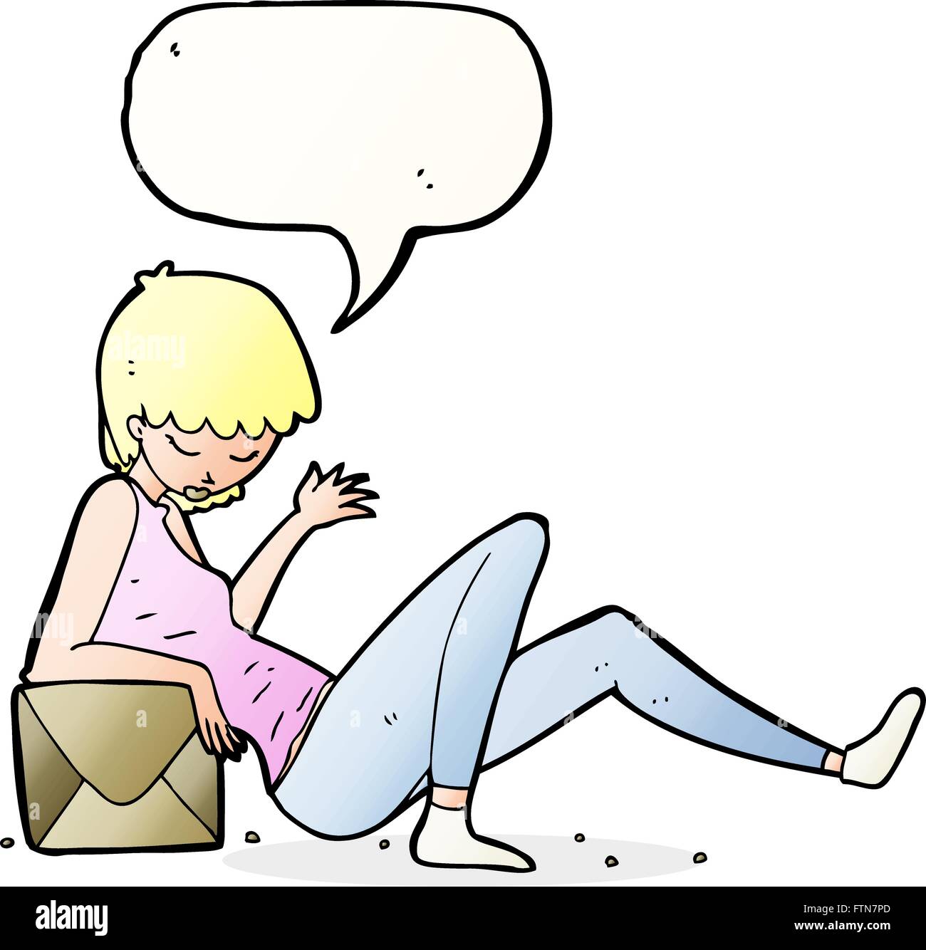 Cartoon illustration woman leaning on Stock Vector Images - Alamy