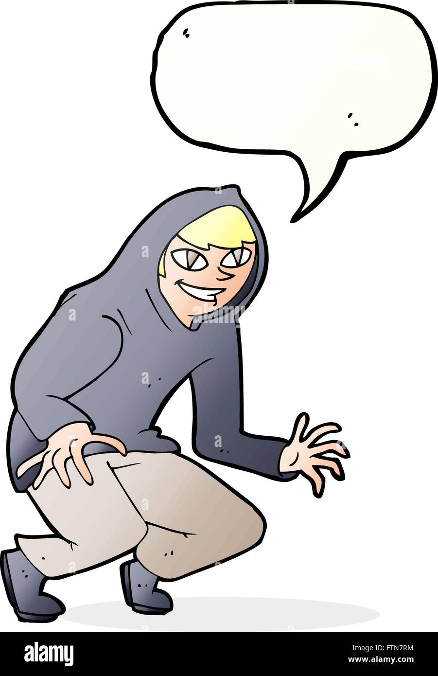cartoon mischievous boy in hooded top with speech bubble Stock Vector ...