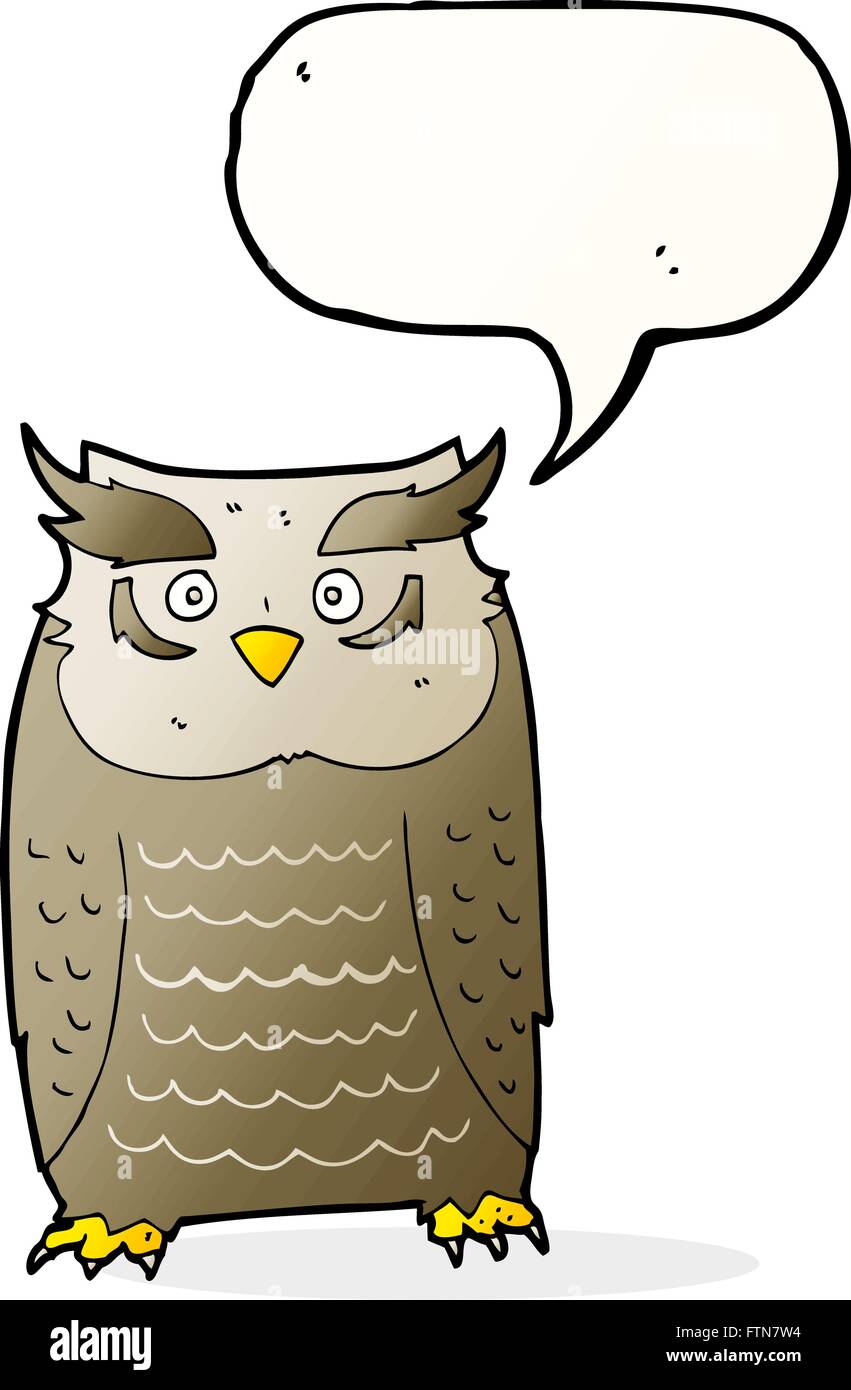 cartoon owl with speech bubble Stock Vector Image & Art - Alamy