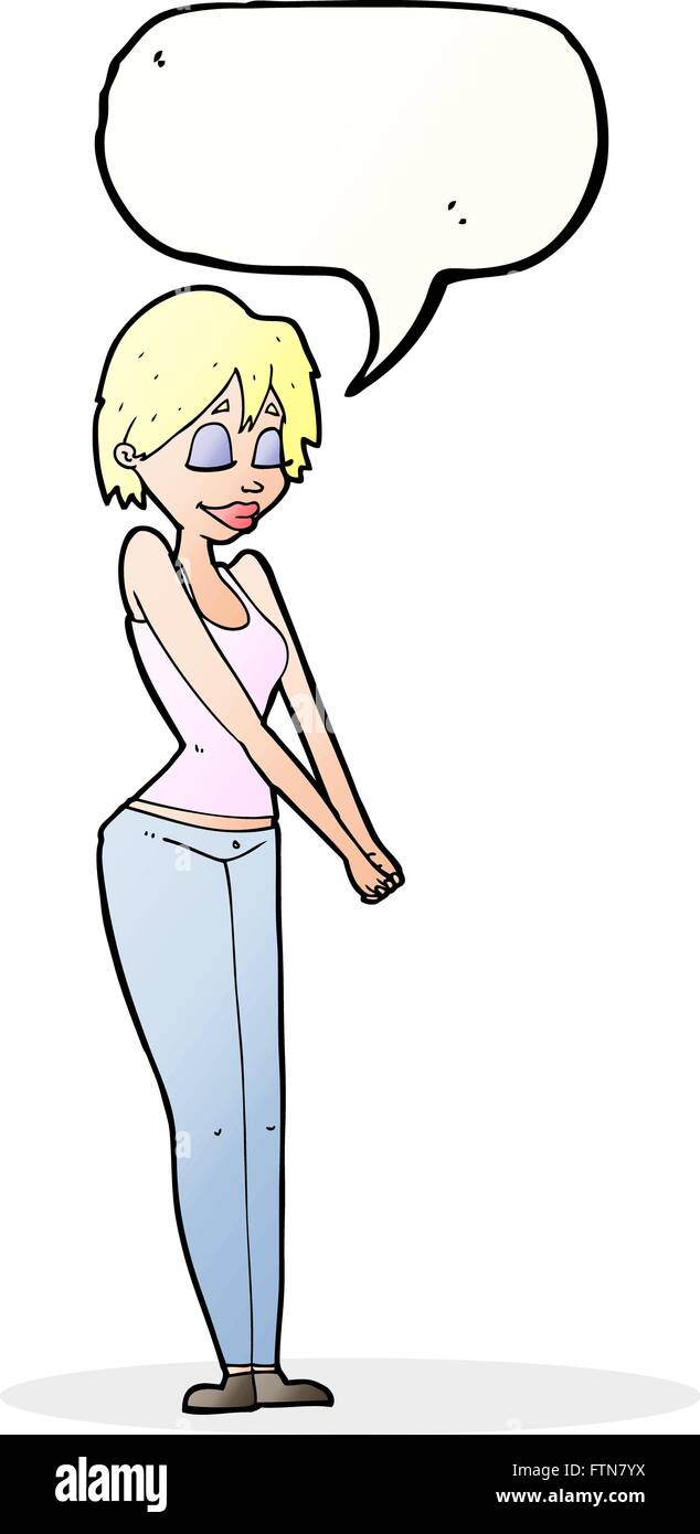 cartoon content woman with speech bubble Stock Vector Image & Art - Alamy