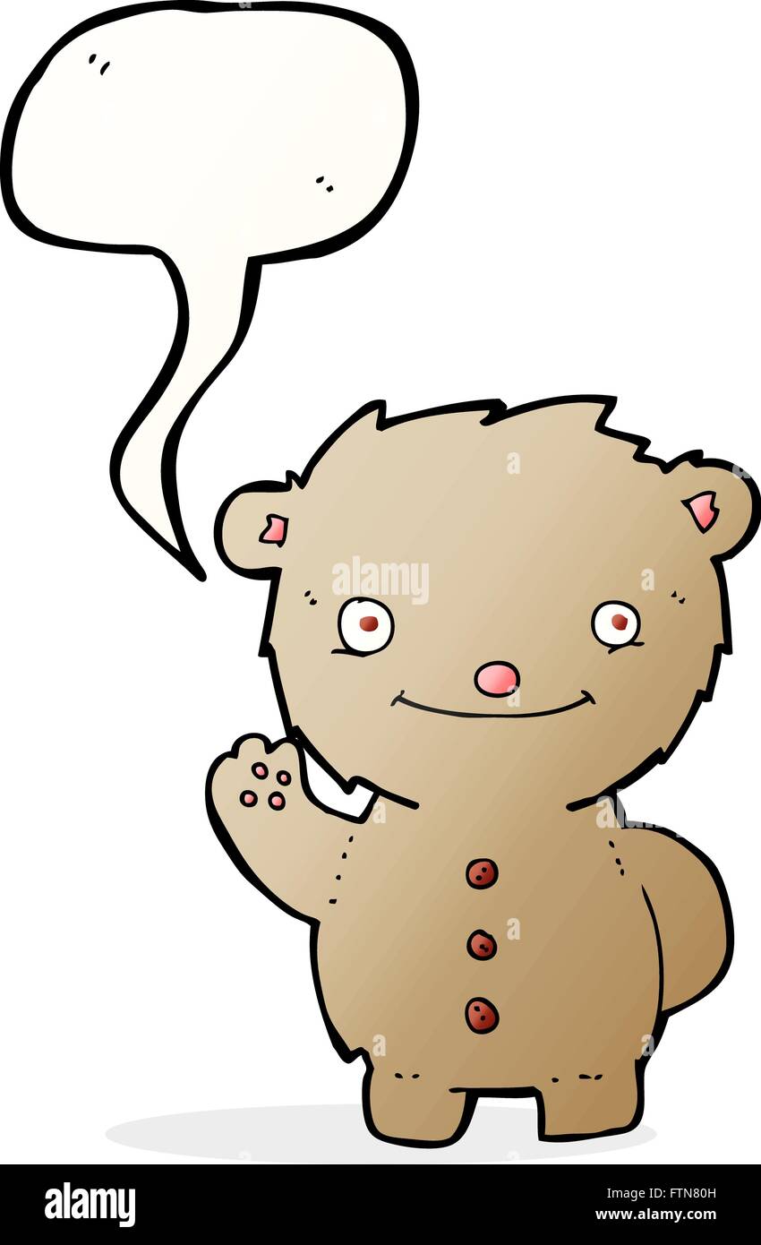 cartoon waving teddy bear with speech bubble Stock Vector Image & Art ...