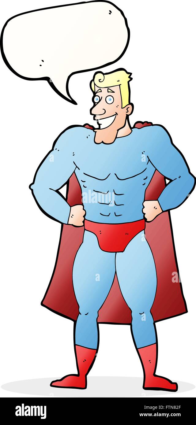 cartoon superhero with speech bubble Stock Vector Image & Art - Alamy