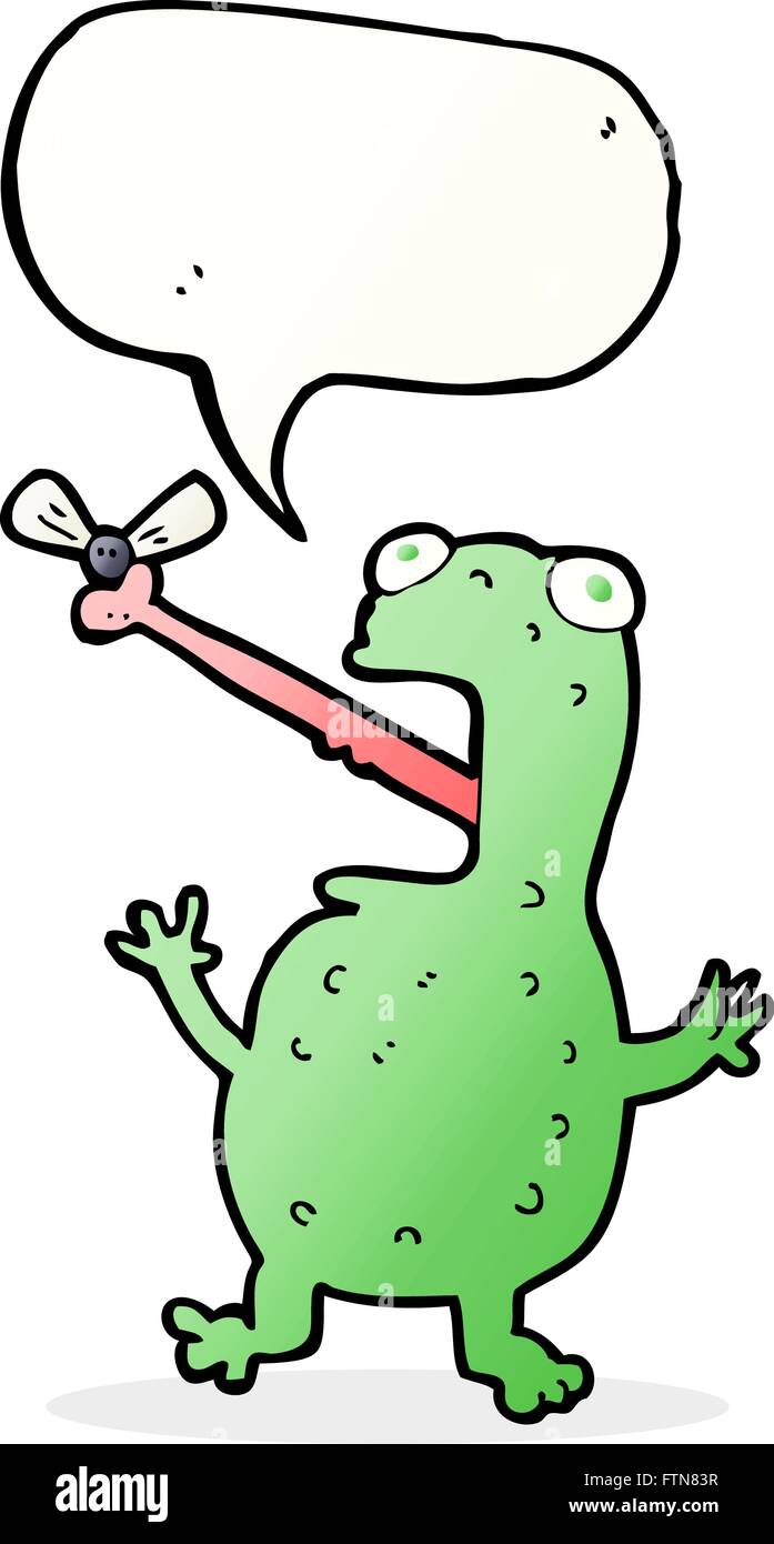 cartoon frog catching fly with speech bubble Stock Vector Image & Art ...