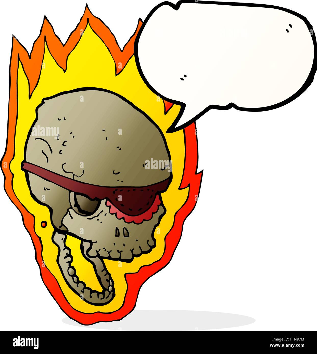 cartoon flaming pirate skull with speech bubble Stock Vector Image ...