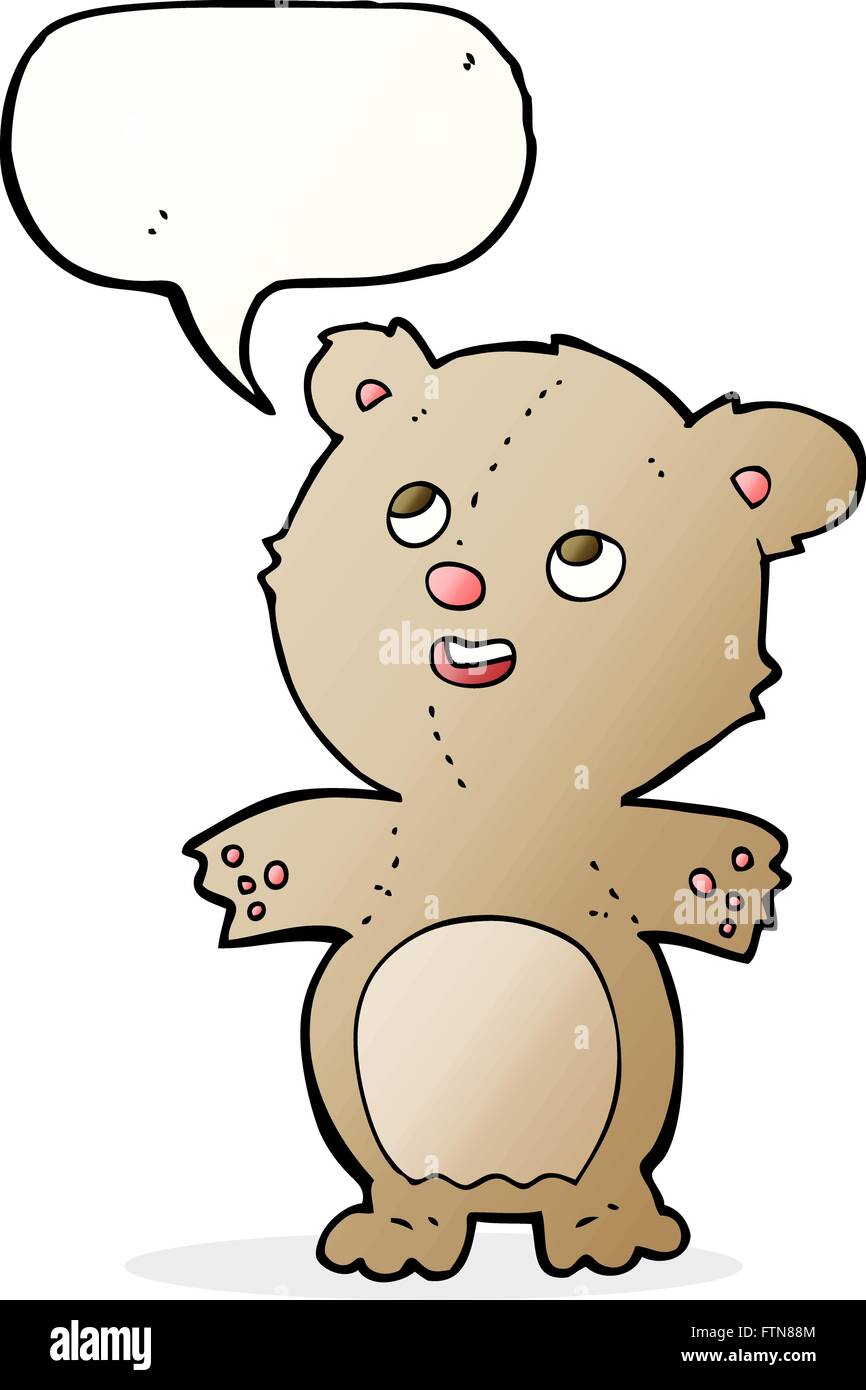 cartoon happy little teddy bear with speech bubble Stock Vector Image & Art - Alamy